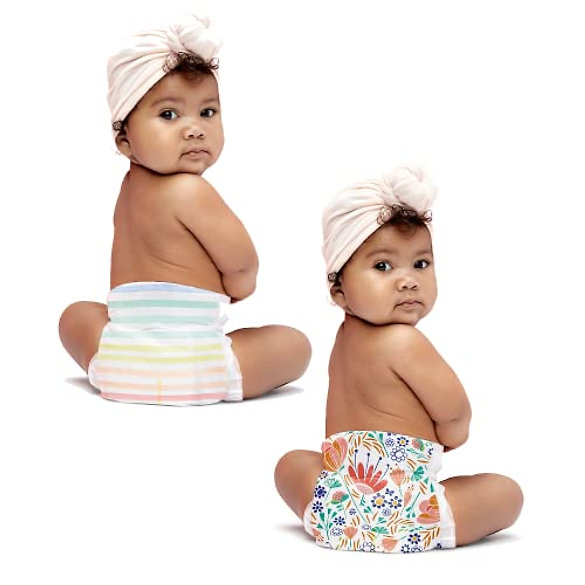 The Honest Company Clean Conscious Diapers | Plant-Based, Sustainable | Rainbow Stripes + Flower Power | Super Club Box, Size 3 (16-28 lbs), 136 Count