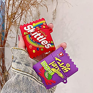 2Pack for Airpod 2/1 Case, Soft Silicone Cute Cartoon Kawaii Funny Cover Food Fashion Protective Skin for Air Pods Compatible with Airpods 2&1 (Teki Potato +Color Candy)