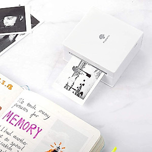 Phomemo M02 Pocket Printer- Mini Bluetooth Thermal Printer with 3 Rolls White Sticker Paper, Compatible with iOS + Android for Learning Assistance, Study Notes, Journal, Fun, Work，White