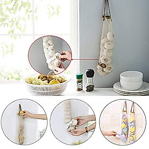 5 PCS Hanging BagHollow Reusable Storage Mesh Bag Vegetable Bag for Fruit,Garlics,Potatoes,Onions Breathable Mesh Bag
