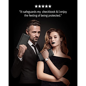 Access Denied Genuine Leather Checkbook Cover For Women & Men - Checkbook Holder For Duplicate Checks Card Wallet RFID