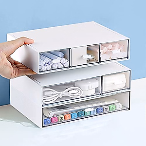 Desk Organizer with 6 Drawers, Desk Storage Box Office Drawer Organizer Desk Organization and Storage Pen Storage Plastic Makeup Storage Suitable for Office, School, Home