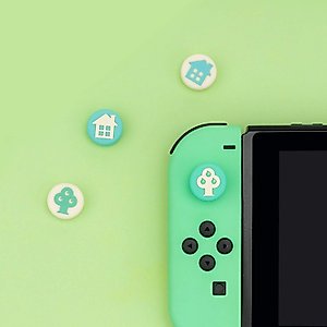GeekShare 4PCS Silicone Tree and House Joycon Thumb Grips-Nintendo Cover Analog Thumb Stick Grips-Joystick Caps Compatible with Switch /OLED/ Switch Lite
