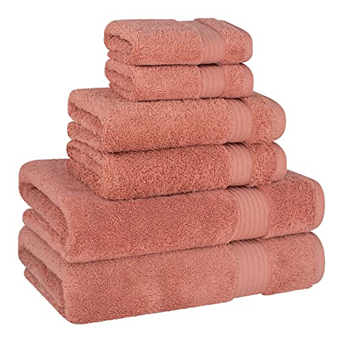 Cotton Paradise 6 Piece Towel Set, 100% Cotton Soft Absorbent Turkish Towels for Bathroom, 2 Bath Towels 2 Hand Towels 2 Washcloths, Coral Towel Set