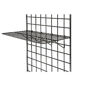 Only Garment Racks BLK-2412 Grid Panel Display Shelf - - Clothing Display Rack Grid, Heavy Duty Shelves, 12"D x 23-1/2"W Straight Shelf for Grid Panel, Black Finish, Wire, (Box of 6) (Pack of 6)