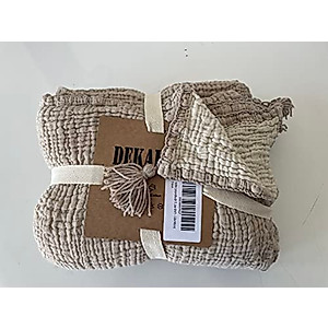 100% Cotton Muslin Throw Blanket, 4 Layers Bedspread, Soft Turkish Cotton Muslin Bed Cover, Reversible Coverlet, Mink (Throw 47x71-120x180cm)