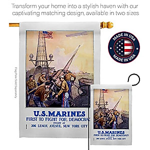 US Brotherhood First to Fight Garden Flag Set Wall Hanger Armed Forces Marine Corps USMC Semper Fi United State American Military Veteran Retire House Banner Small Yard Gift Double-Sided, Made in USA