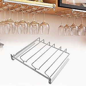 Tnfeeon Wine Glass Rack Under Cabinet Stemware Wine Glass Holder Glasses Storage Hanger Metal 304 Stainless Steel Hanger Storage Shelf for RV Mini Bar Kitchen Storage