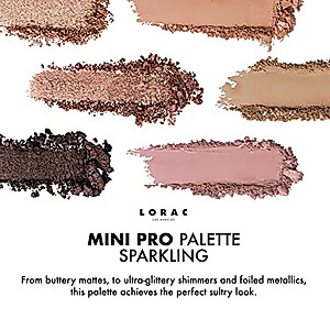 LORAC Mini PRO Matte & Glitter Eyeshadow Palette, Sparkling | Luxuary Makeup Pallete | Metallic Colors | Cruelty Free, Gluten Free, Vegan