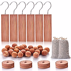 Homode Cedar Blocks for Clothes Storage, Ceder Wood Chips and Balls for Closets and Drawers, Fresh Scented Sachets, 40 Pack