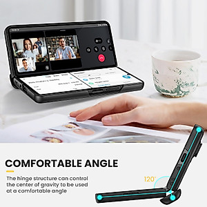 Ruky for Galaxy Z Fold 5 Case, with Magnetic Kickstand and Hinge Protection, Full Body Case Built-in Screen Protector, PU Leather Phone Case for Samsung Galaxy Z Fold 5, Carbon Fiber