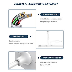 CONMDEX Graco Swing Power Cord 6ft, Replacement for Duetsoothe/DuoGlider/Graco Baby Swing/Graco Simple Sway Swing/Glider LX/Simple Sway LX, Adapter 5V Charger Baby Swing Ideal for Parents, White