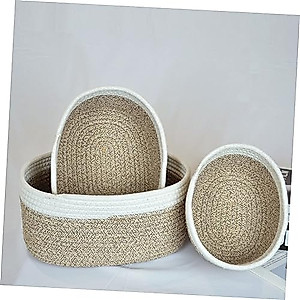 KOMBIUDA 3pcs Makeup Baskets Cotton Rope Storage Basket Desktop Snack Baskets Cotton Rope Storage Basket