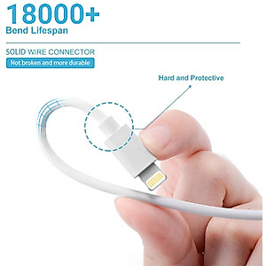 iPhone Charger Cable, [MFi Certified] Lightning Cable 3PACK 6FT USB A to Lightning Fast Charging Cord Data Transfer Wire Compatible with iPhone 14 13 12 11 Pro Max XS XR X 8 7 6 Plus SE iPad, White