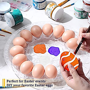 Shellwei 3 Pcs Deviled Egg Tray with Lid 12 Inch Round Egg Containers with 15 Egg Slots Reusable Plastic Egg Holder Platter for Deviled Egg Fruits Veggie Finger Food