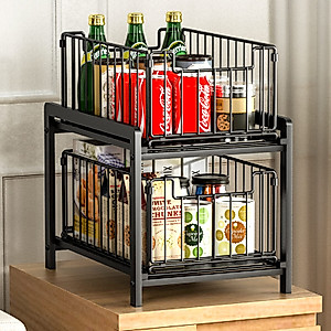 furihshe Under Sink Organizer, under sink organizers and storage,2 Tier Storage Under Cabinet Bathroom under kitchen sink organizers and storage Black Under Sink Storage for Bathroom Kitchen