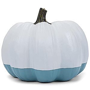 Elanze Designs Blessed White Teal Dip 8 inch Resin Stone Light Up Harvest Pumpkin