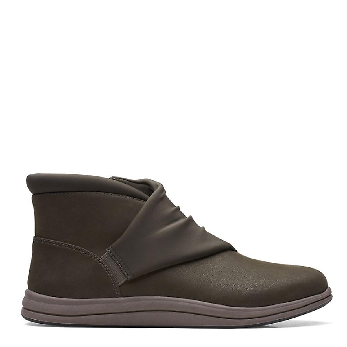 Clarks Women's Breeze Dusk Ankle Boot, Dark Olive Textile, 8