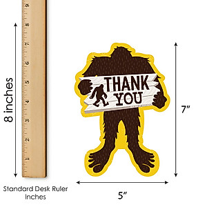 Big Dot of Happiness Sasquatch Crossing - Shaped Thank You Cards - Bigfoot Party or Birthday Party Thank You Note Cards with Envelopes - Set of 12