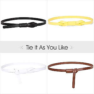 JASGOOD Women PU Leather Skinny Belt for Dress Adjustable Thin Waist Belt for Lady, Suit for Waist Size 26-31 Inches, A-Coffee