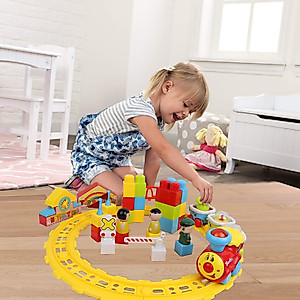 DeXop Baby Toys Train Set-Musical Electric Train with Tracks Building Blocks-Toddler Train Educational Preschool Learning Gift for 12 18 Month 1 2 3 4 5 Year Old Boys Girls-Cars Toy for Kids Birthday