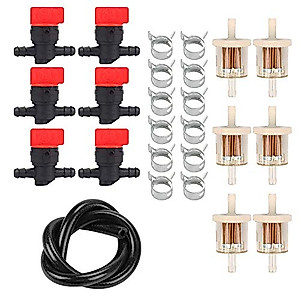 Wellsking 494768 698183 1/4" Fuel Hose Gas Inline Straight Cutoff Shut Off Valve Clamp for 493960 283207 95162S 07-406 AM36141 AM107340 54-3150 1-603770 Fuel Shut Off Valve