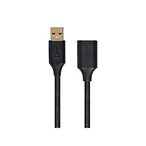 Monoprice USB 3.0 Premium Extension Cable - Type-A Male to Type-A Female, Braided Nylon Jacket, 3 Feet, Black