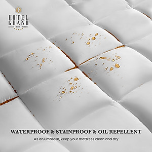 Hotel Grand Pillow Top Mattress Topper King Size - Waterproof Mattress Protector Quilted Fitted Mattress Pad Cover with 8-20 Inch Deep Pocket Down Alternative Fill (78x80 inch, White)