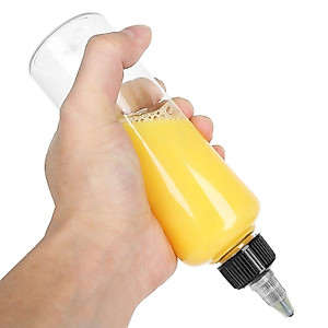 SENENQU 32PCS Round LDPE Plastic Squeeze Bottles Natural Boston Round Bottles Dispensing Bottles with Twist Top Cap for Crafts, Art, Glue and More(4oz, Clear)