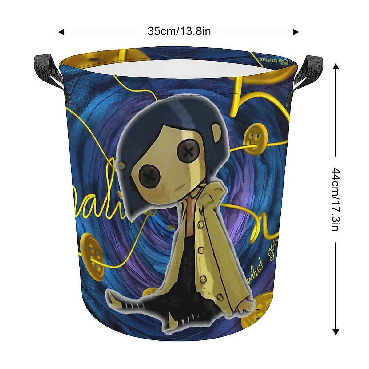 Co.ra.line Circular Hamper with Handle Storage Basket Circular Storage Bin Organizer Round Basket