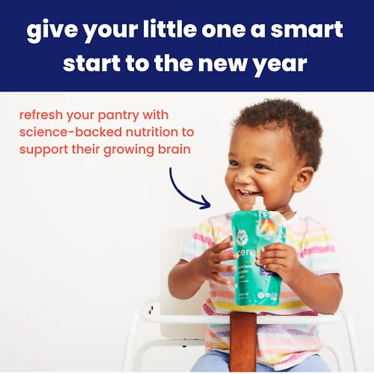 Cerebelly Baby Food Pouches – Spinach Apple Sweet Potato (4 oz, Pack of 6) - Toddler Snacks - 16 Brain-supporting Nutrients from Superfoods - Healthy Snacks, Gluten-Free, Non-GMO, No Added Sugar