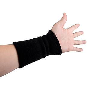 TOPTIE 6 Inch Wrist Sweatband, 6 PCS Long Wrist Sweatbands, Sports Athletic Wristbands-Black