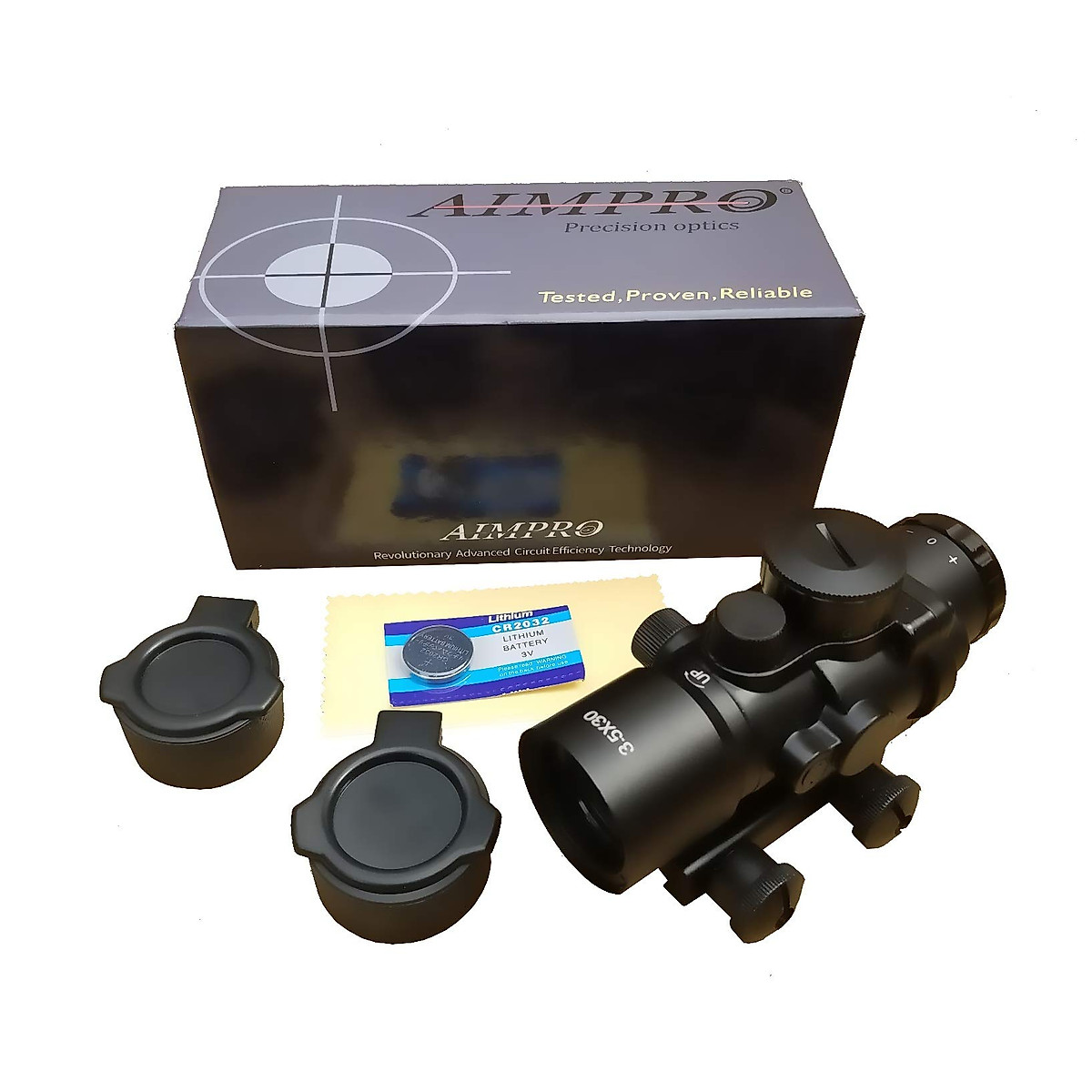 Aimpro Compact Prism Rifle Scope Small Durable and Precise 3.5 x 30mm Etched Illuminated Reticle