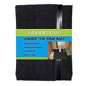 Under The Sink Mat (36" x 24")– Premium Cabinet Mat , Absorbent/Waterproof/Washable/Lightweight/Cuttable – Protects Cabinets, Contains Liquids