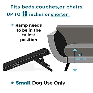 SweetBin 18" Tall Adjustable Pet Ramp - Small Dog Use Only - Wooden Folding Portable Dog & Cat Ramp Perfect for Couch or Bed with Non Slip Carpet Surface - 4 Levels Height Adjustable Up to 90Lbs
