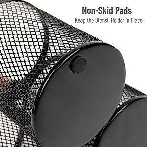 Mind Reader Metal Utensil Caddy, Silverware Organizer, Cutlery Holder, 3-Section, Black