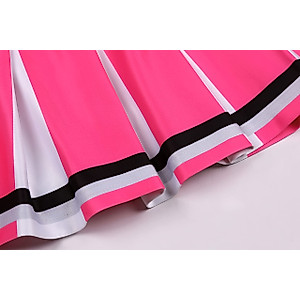 Gigoitly Cheerleading Costume for Girls Pink Cheerleader Outfit with Pom Poms for Girls’ Cheer Up Halloween Birthday Gifts