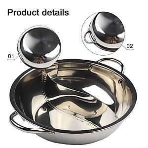 Hot Pot 28cm Stainless Steel Shabu Hot Pot Twin Divided Cookware for Induction Cooktop Gas Stove(28cm)