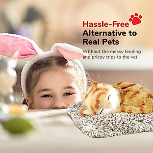 Perfect Petzzz Mini Orange Tabby Kitten, Kitty Toys for Girls, Boys, & Elderly, Realistic Cat Stuffed Animals, Battery-Operated Fake Cat Electronic Pets