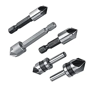 Countersink Drill 5 Pcs 5 Flutes High Speed Steel Chamfering Cutter Automatic Center Punch Bit for Wood