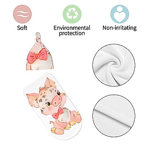AuHomea Little Baby Cute Pig Baby Swaddle Blankets for 0-6 Months Girl Adjustable Newborn Swaddles Sleep Sack
