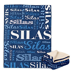 Personalized Blanket with Name Custom Monogrammed Baby Blankets for Boys Adults, Warm Sherpa Fleece Blankets Throws, Double Layer Winter Blanket for Men Christmas Birthday Gift Blue 2