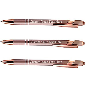 Clibeslty Personalized Rose Gold Ballpoint Pen Printed with Your Logo Name Gift Ideas for Wedding Parties Favors Pen