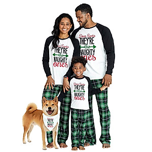IFFEI Matching Family Pajamas Sets Christmas PJ's Letter Print Top and Plaid Bottom Sleepwear Jammies Men: M