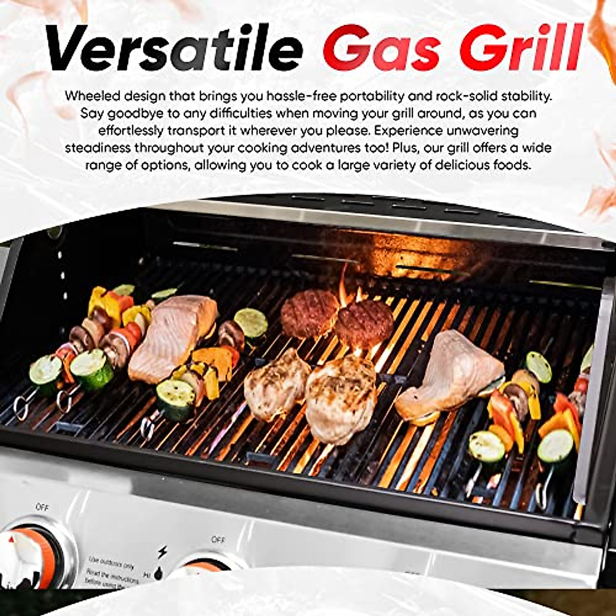 GasOne GP-1030S One 3 Burner Stainless Steel– Outdoor Cabinet Style with Wheels-High-Temperature Paint Coating Gas BBQ Grill – Elegant and Luxurious Design, Black