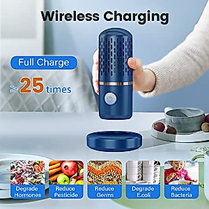 Fruit and Vegetable Washing Machine, Fruit and Vegetable Cleaner Device, Kitchen Gadget Food Purifier for Deep Cleaning Fruits, Vegetables, Rice, Meat and Tableware (Blue)