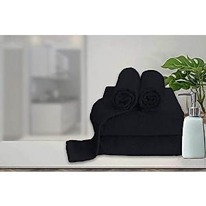 Belizzi Home 8 Piece Towel Set 100% Ring Spun Cotton, 2 Bath Towels 27x54, 2 Hand Towels 16x28 and 4 Washcloths 13x13 - Ultra Soft Highly Absorbent Machine Washable Hotel Spa Quality - Black