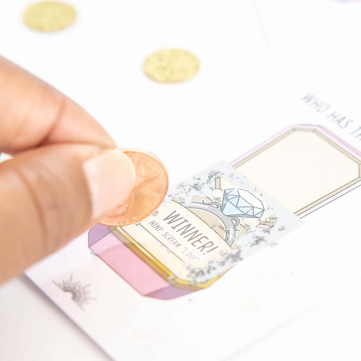 COTIER BRAND Who Has The Ring Bridal Shower Scratch Off Game - Hilarious Losing Phrases on Ticket Cards - Easy to Play - Funny Wedding Shower or Fun Engagement Party Game Idea for 30 Guests