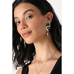 Black Rhinestone Statement Drop Dangle Earrings Dangling Sparkly Crystal Bridal Bridesmaid Wedding Earrings Long Chandelier Teardrop Earrings for Women Prom Party