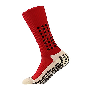 Ulalaza Unisex Anti Slip Sports Thicken Cushion Soccer Socks Non Skid Grippy Traction for Football Basketball Sports
